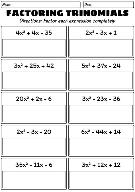 11 Factoring Perfect Square Trinomials Worksheet Free Pdf At