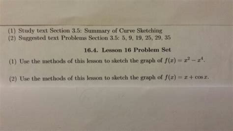 Solved Study Text Section Summary Of Curve Sketching Chegg Com