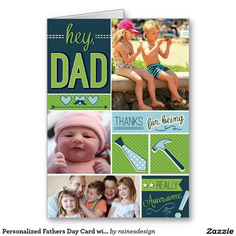 Personalized Fathers Day Card With Photos Fathers Day Greeting Cards