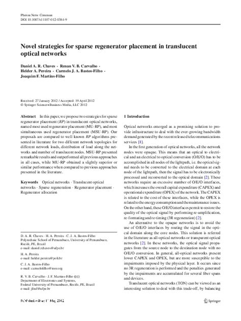 Pdf Novel Strategies For Sparse Regenerator Placement In Translucent