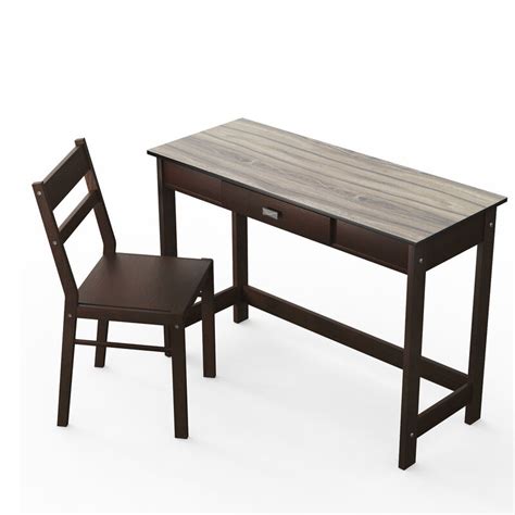 Costway 어린이 책상 및 의자 세트 공부 쓰기 워크스테이션 서랍 포함 다크 메렛 아이들 가구