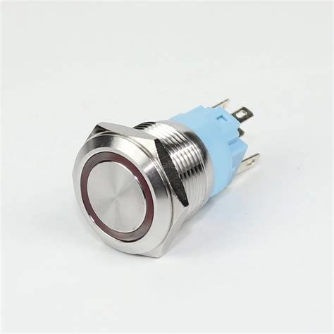 19mm 5pin Latching 12V LED Illuminated Metal Push Button Switch Push Button Switch And Metal