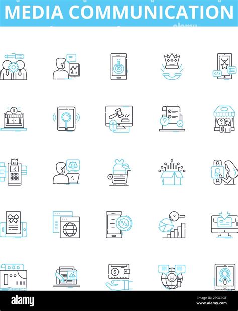 Media Communication Vector Line Icons Set Media Communication Broadcasting Journalism