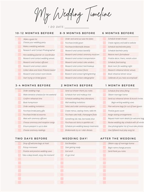 Free Wedding Printable Checklist Plan Your Big Day Printables For