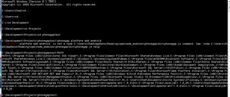 Cordova Create Phonegap 300 Project Error Platform Add Android