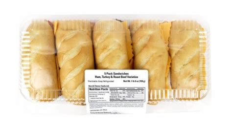 Ham Turkey And Roast Beef Variety Sandwiches 5 Count 25 Oz Kroger