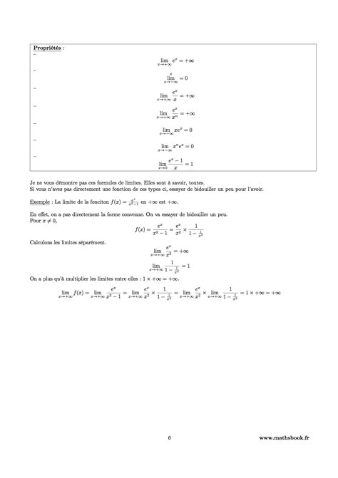 Fonction Exponentielle Cours Pdf à Imprimer Maths Terminale Es