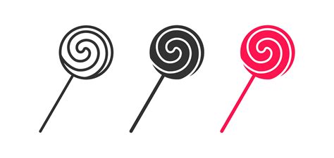 Candy Icon Lollipop Signs Sweet Symbol Caramel Swirl Symbols Dessert Stick Icons Black