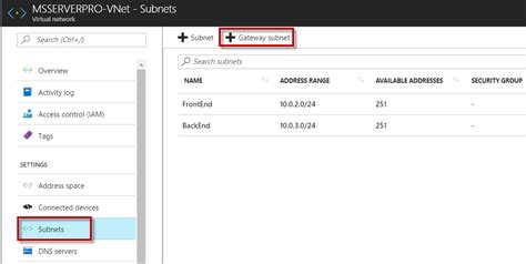 Using The Azure Portal To Create Virtual Networks Add Subnets And