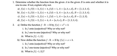 Solved Determine Whether The Function From The Given A To Chegg Com