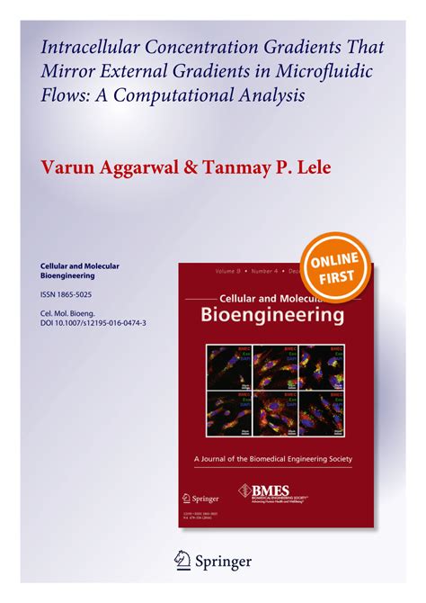 Pdf Intracellular Concentration Gradients That Mirror External Gradients In Microfluidic Flows