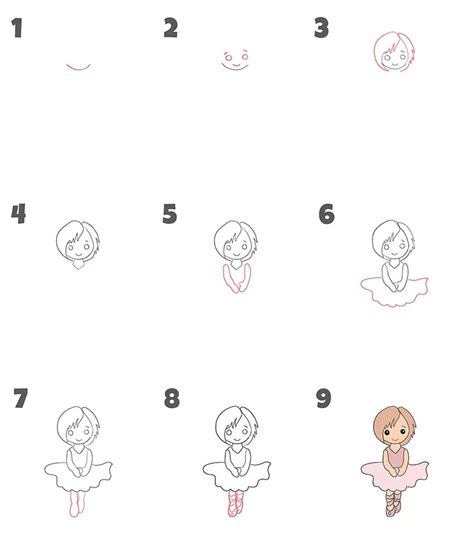 نقاشی دختر بالرین و آموزش کشیدن در چند مرحله