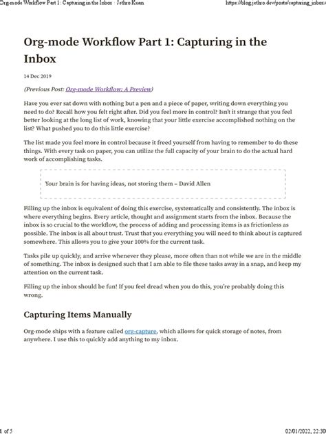 Org Mode Workflow Part 1 Capturing In The Inbox Jethro Kuan Pdf