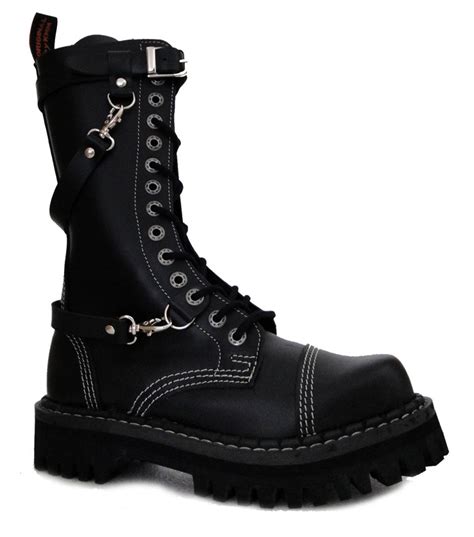Bocanci Kmm Black 14 Inele Si Catarama Black Wolf Shop Rock Boots