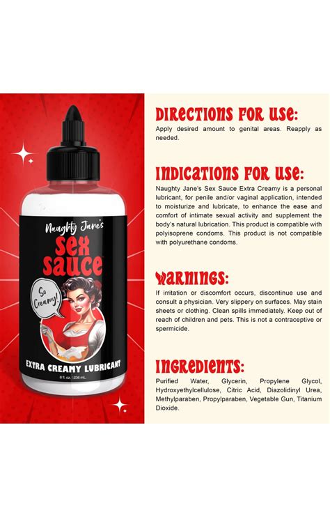 Naughty Janes Sex Sauce Extra Creamy Lubricant 8 Oz Nj Ah397 8oz