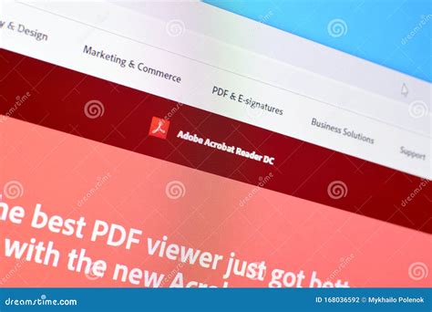 Web Page Of Adobe Acrobat Reader Product On Official Website On The Display Of Pc Editorial