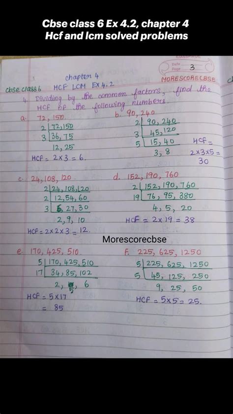 Cbse Class Ex Chapter Hcf And Lcm Solved Problems Artofit