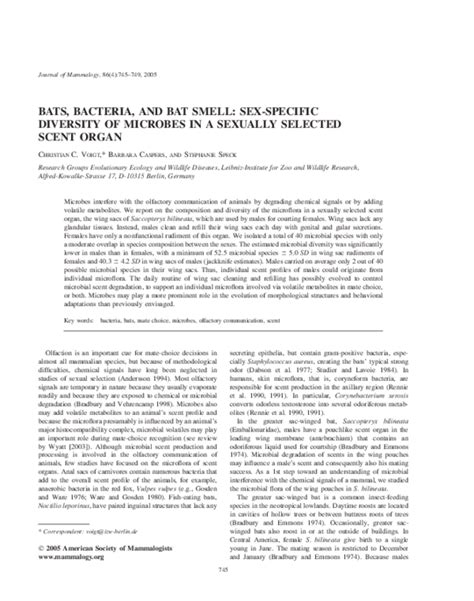 Pdf Microbial Diversity In Bat Scent Organs