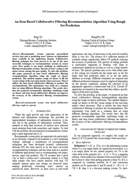 An Item Based Collaborative Filtering Recommendation Algorithm Using Rough Set Prediction Pdf
