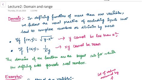 Lecture 2 Domain And Range Of Functions Of More Than One Variables