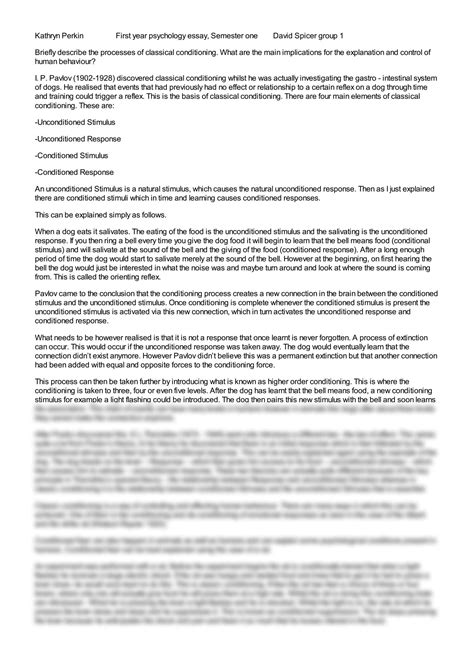 Solution Briefly Describe The Processes Of Classical Conditioning What