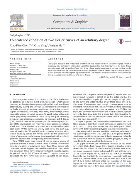 Pdf Coincidence Condition Of Two Bézier Curves Of An Arbitrary Degree