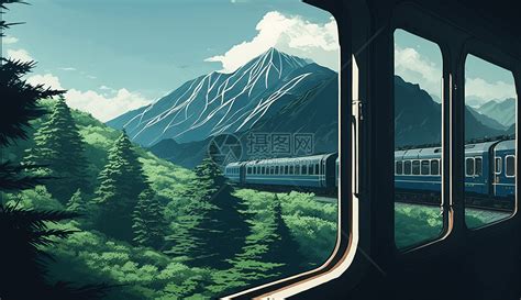 动漫火车窗口插画图片下载 正版图片600015702 摄图网