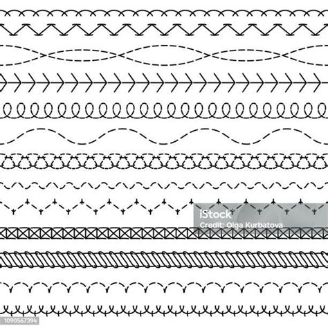 라인 스티치 맞춘된 완벽 한 패턴 스레딩 테두리 스트라이프 직물 스레드 지그재그 가장자리를 바느질 바느질 섬유 다트용 화살에 대한 스톡 벡터 아트 및 기타 이미지 Istock