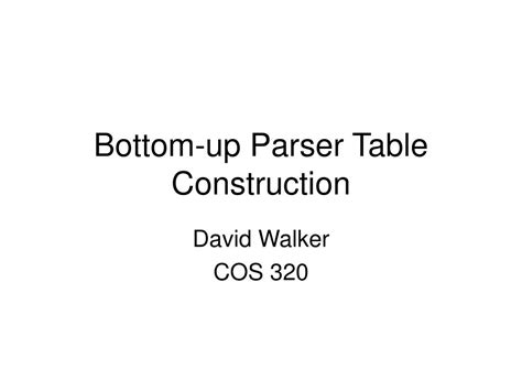 Ppt Bottom Up Parser Table Construction Powerpoint Presentation Free Download Id1316072