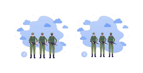 육군 애국심 개념 군보병 캐릭터 벡터 플랫 피플 일러스트레이션 헬멧을 쓰고 있는 남자와 여자 그룹 조끼를 입은 무기 배너 웹 인포그래픽 용 디자인 경찰관에 대한 스톡 벡터