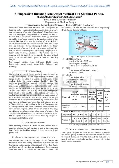 Pdf Compression Buckling Analysis Of Vertical Tail Stiffened Panels