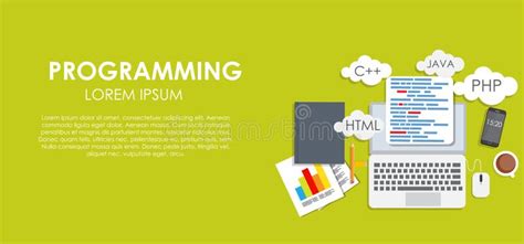 Programming Coding Concept Flat Background Vector Stock Vector