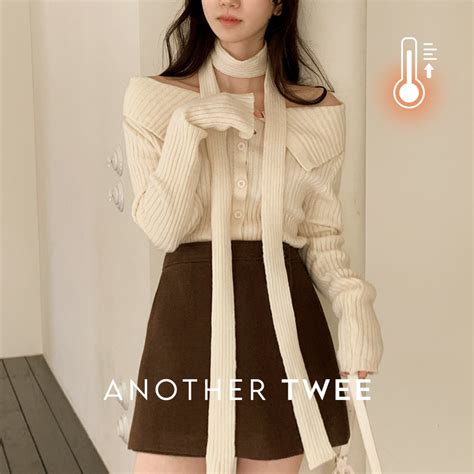 어나더트위 설렘주의💗여리숄더 머플러니트 오늘출발차콜🚀제작 Tnt0677 코에나 울 머플러 세트 오프숄더 니트울니트머플러세트머플러니트오프숄더니트