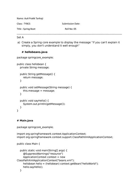 In Java Spring Notes Name Auti Pratik Tanhaji Class TYBCS