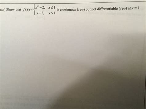 Solved Show That F X Is Continuous But Not Differentiable Chegg