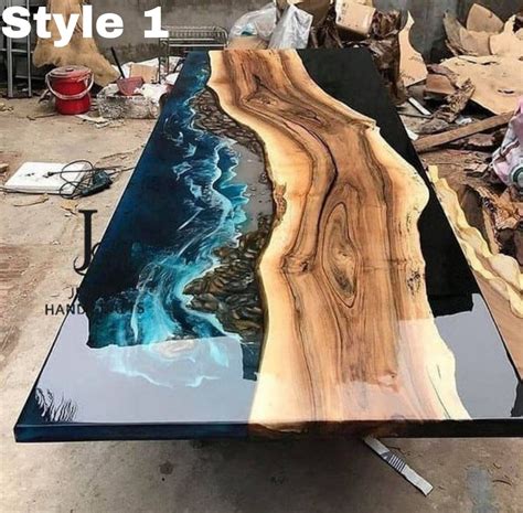 Center Table Top Live Edge Walnut Table Epoxy Table Natural Wood Epoxy