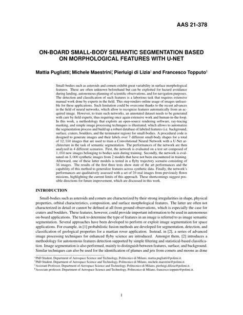 Pdf Onboard Small Body Semantic Segmentation Based On Morphological Features With U Net