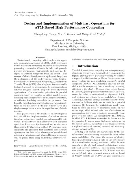 Pdf Design And Implementation Of Multicast Operations For Atm Based High Performance Computing
