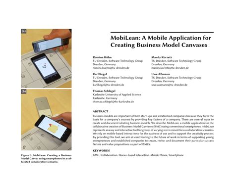 Pdf Mobilean A Mobile Application For Creating Business Model Canvases