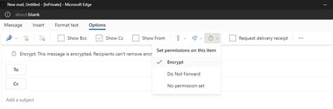 Outlook Web App Encrypt Button Vs More Option Microsoft Qanda