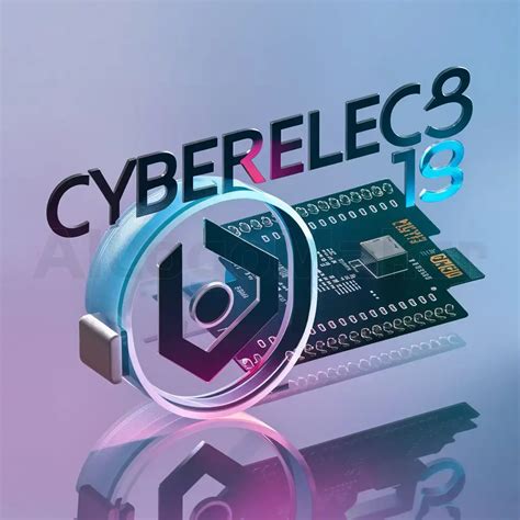 logo design for cyberelec38 bold gradient text with arduino and programming symbol ai logo maker