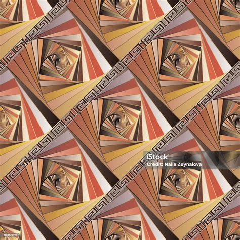 기하학적 다채로운 줄무늬 그리스어 벡터 원활한 패턴입니다 방사형 나선형 육각형 모양 배경입니다 현대 반복 타일 배경 선형 텍스처 그리스의 열쇠는 대각선 장식입니다 화려한