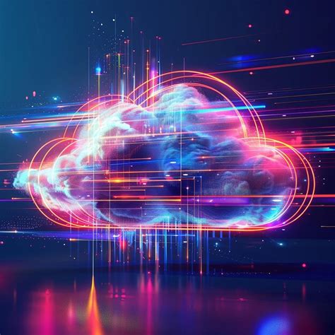 Premium Photo A Highspeed Data Stream Flowing Into A Clouvisualized