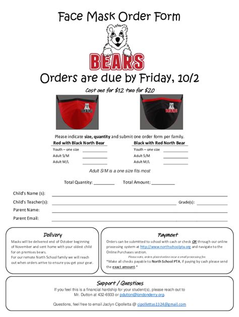 Fillable Online Face Mask Order Form Fax Email Print PdfFiller