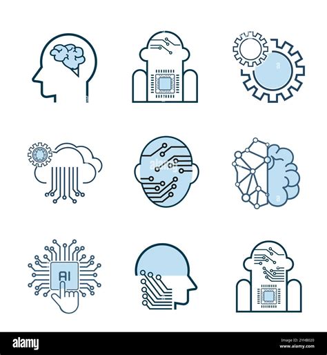 The Artificial Intelligence Ai Groups Of Icons Symbols In Groups Of Isorated White Background