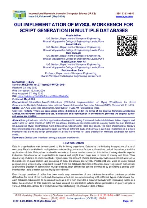 Pdf Gui Implementation Of Mysql Workbench For Script Generation In