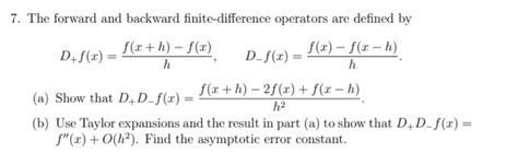 Solved The Forward And Backward Finite Difference Chegg