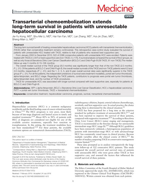 Pdf Transarterial Chemoembolization Extends Long Term Survival In Patients With Unresectable