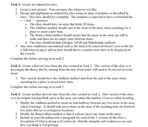 Solved Task 1 Create An Ordered List Class 1 Create A New