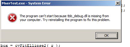Tbb Debug Dll Missing MSER Sample OpenCV 2 3 1 Stack Overflow
